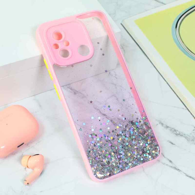 Maska Frame Glitter za Xiaomi Redmi 12C roze