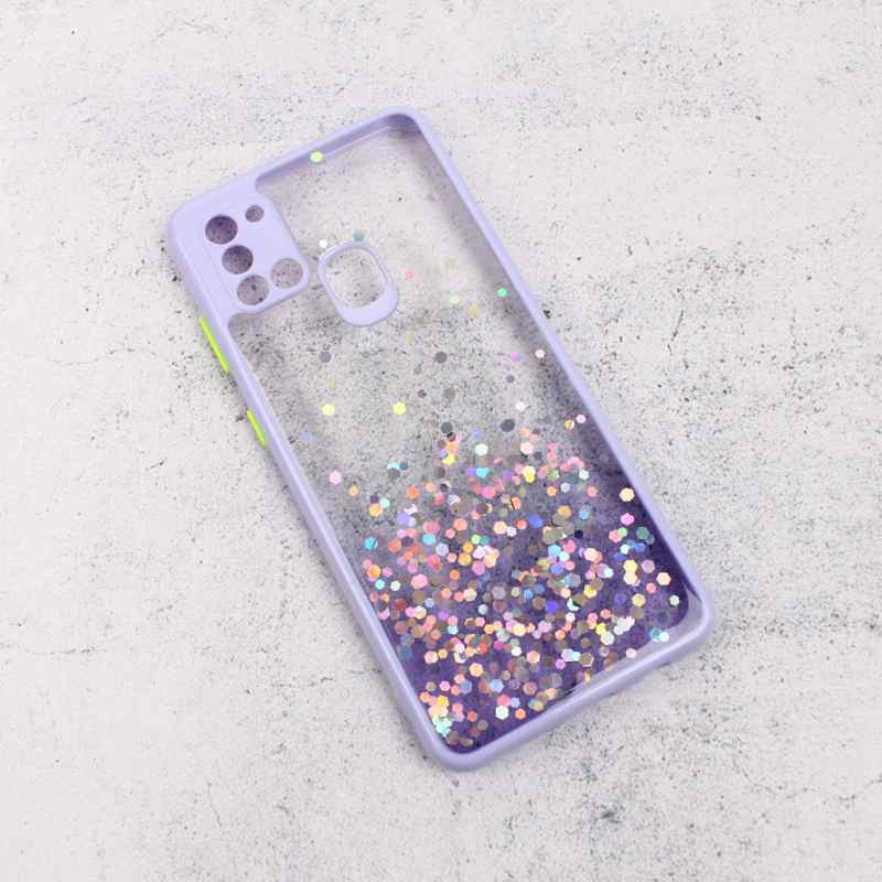 Maska Frame Glitter za Samsung A21s ljubicasta