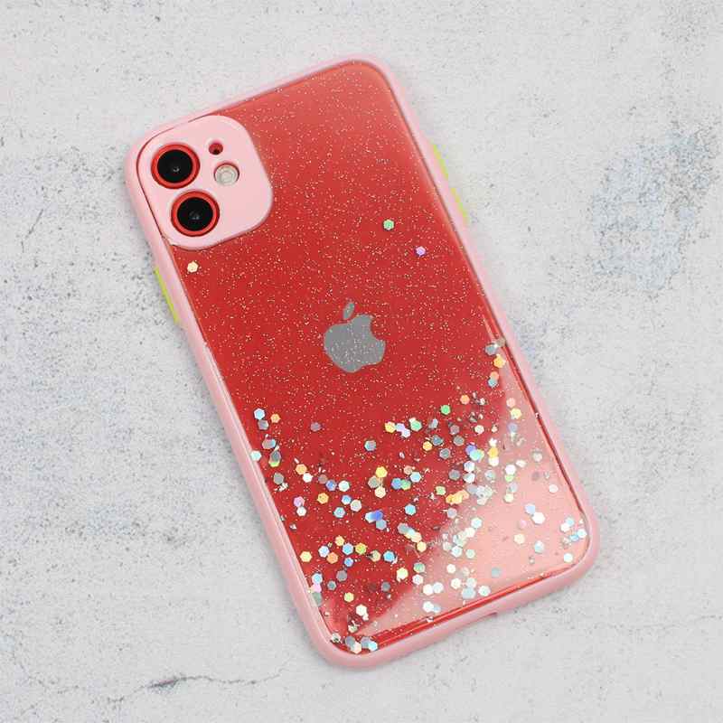 Maska Frame Glitter za iPhone 11 roze