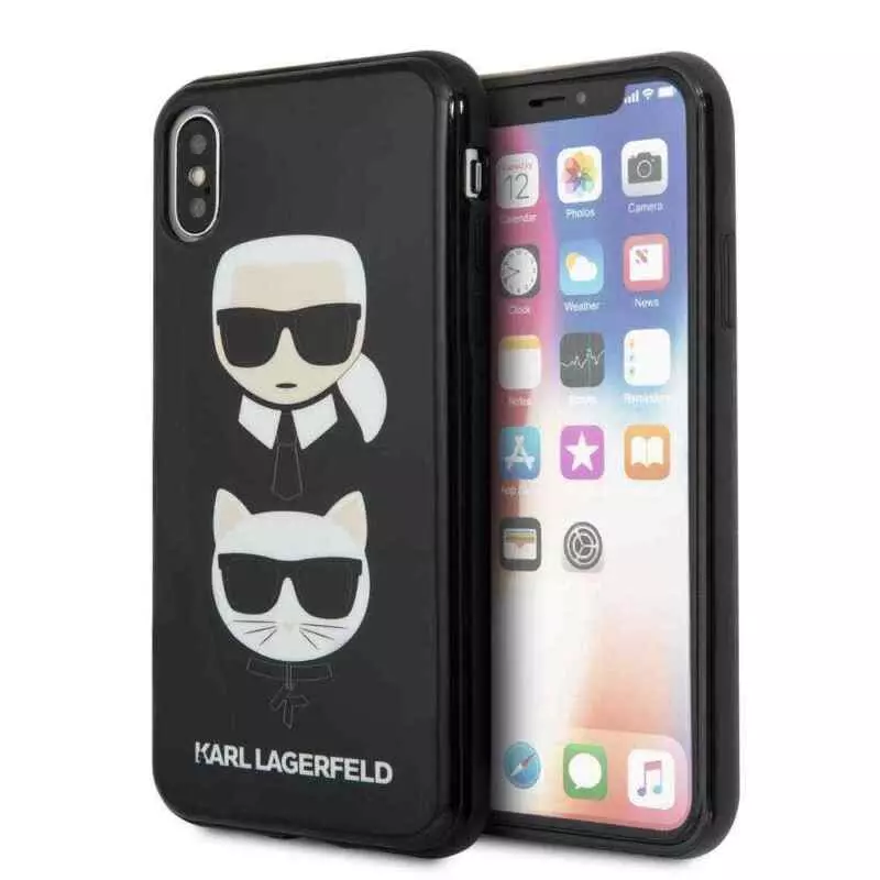 Maska Karl Lagerfeld TPU Choupette za iPhone X/XS crna KLHCPXTPUKICKC