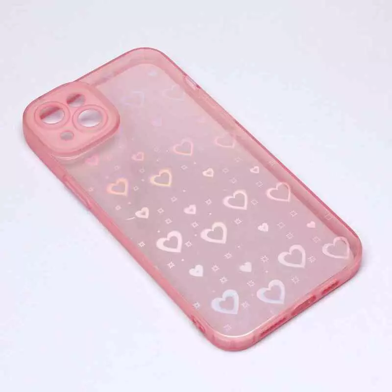 Maska Heart Color IMD za iPhone 14 Plus 6.7 roze