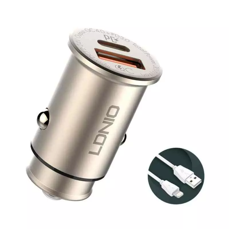 Auto punjac LDNIO C506Q PD,QC4+,30W gold USB Lightning