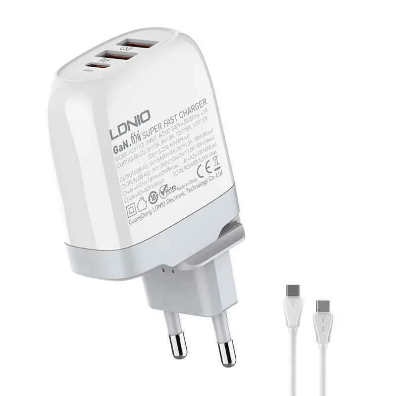 Kucni punjac LDNIO A3511Q PD,QC4+,QC3.0,PPS,65W Type C na Type C