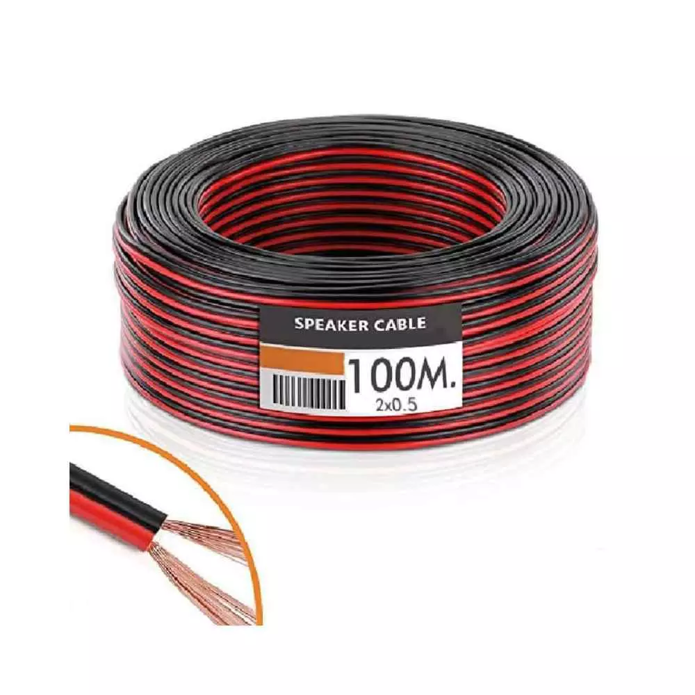 Kabl za zvucnike crno crveni 2×0.5mm copper 100m