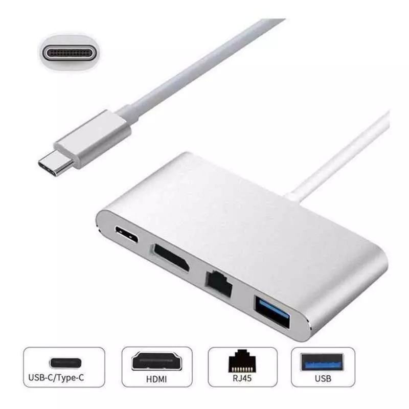 Adapter Type C na RJ45 LAN HDMI USB 3.0 4u1 JWD-TC08