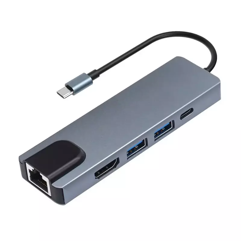 Adapter Type C na LAN Gb,Type C,2xUSB 3.0 i HDMI 5u1 20cm kabl