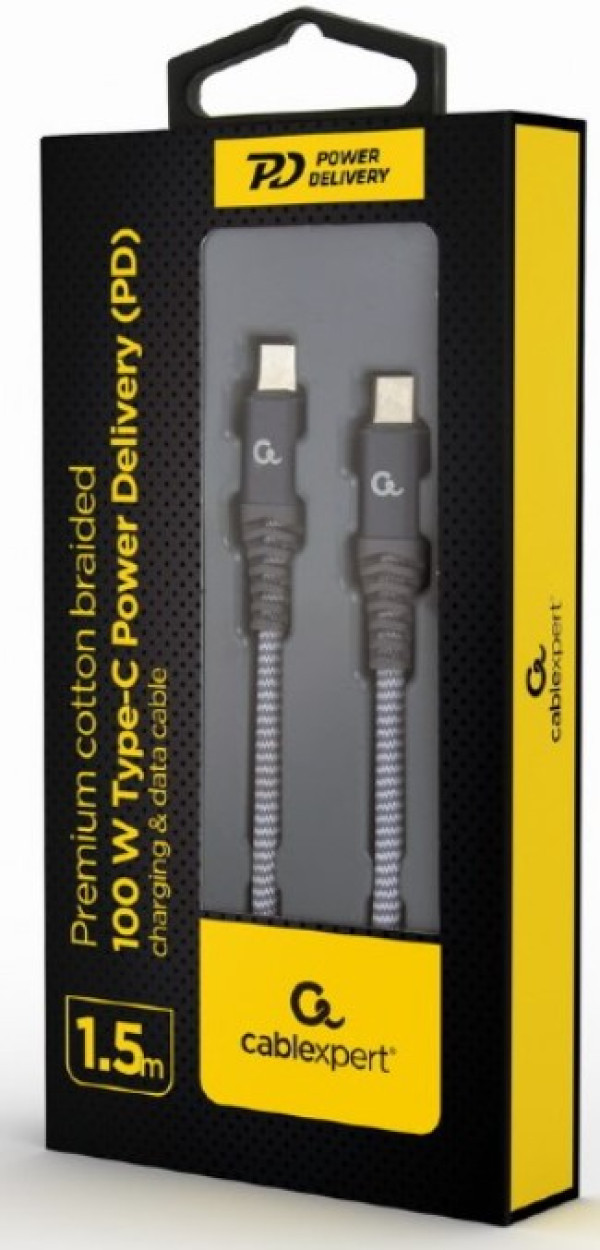 CC-USB2B-CMCM100-1.5M Gembird 100W Type-C Power Delivery (PD) premium charging & data cable, 1.5m