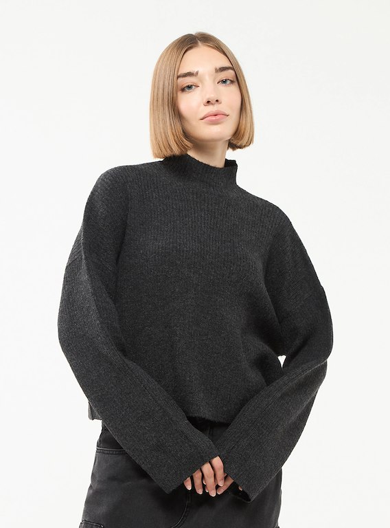 Ribbed turtleneck top Tamnosiva melanž