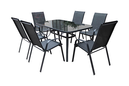 Baštenski set – sto + 6 stolica metalni crni COMO
Baštenski set – sto + 6 stolica metalni crni COMO