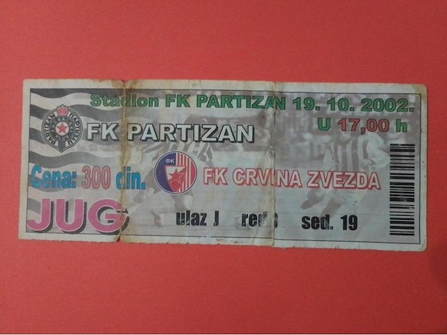 ULAZNICA FK PARTIZAN - FK CRVENA ZVEZDA 19.10.2002