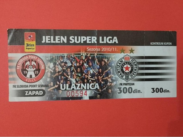 ULAZNICA FK SLOBODA UŽICE -FK PARTIZAN SEZONA 2010/11