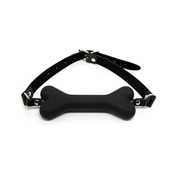 Black silicone bone gag