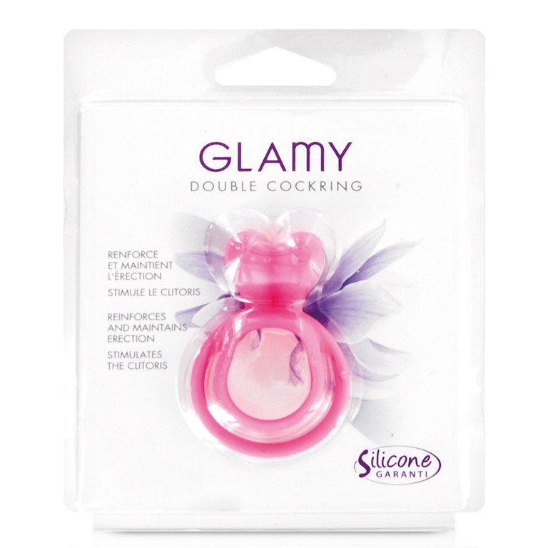 Glamy double cock ring pink