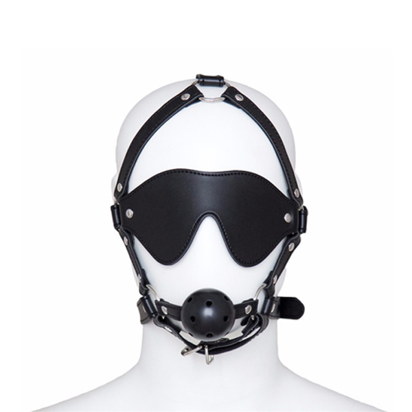 Over the head eye mask and ball gag