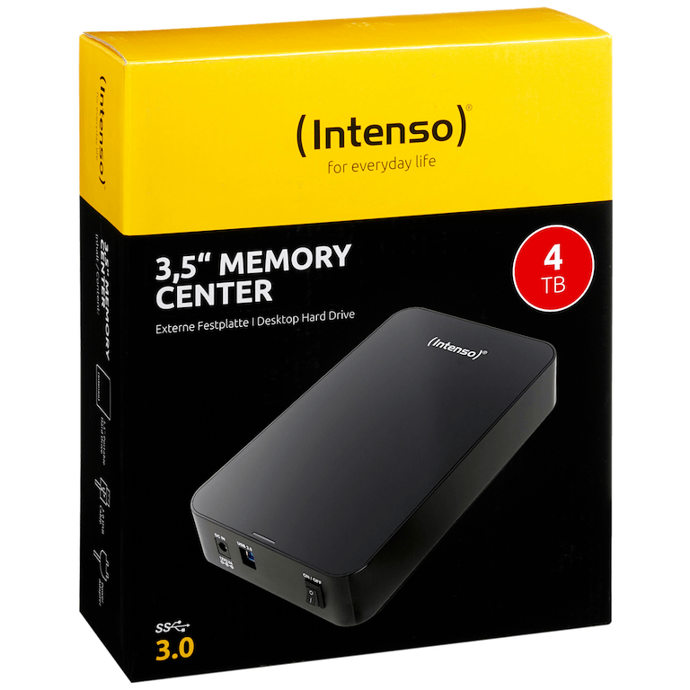 (Intenso) Eksterni HDD 3.5″, kapacitet 4TB, USB 3.0, crna boja – HDD3.0-4TB/Memory-center