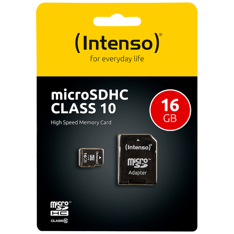 (Intenso) Micro SD Kartica 16GB Class 10 (SDHC & SDXC) sa adapterom – SDHCmicro+ad-16GB/Class10