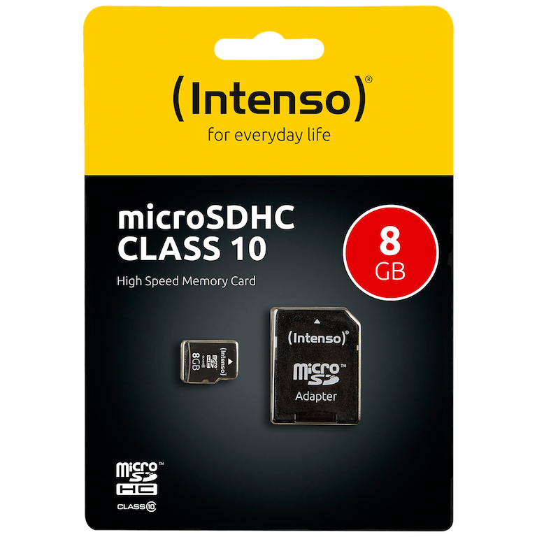 (Intenso) Micro SD Kartica 8GB Class 10 (SDHC & SDXC) sa adapterom – SDHCmicro+ad-8GB/Class10