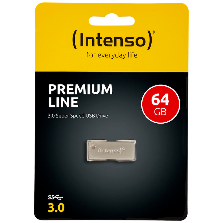 (Intenso) USB Flash 64GB Hi-Speed USB 3.0 up to 100MB/s, Premium Line – USB3.0-64GB/Premium Line
