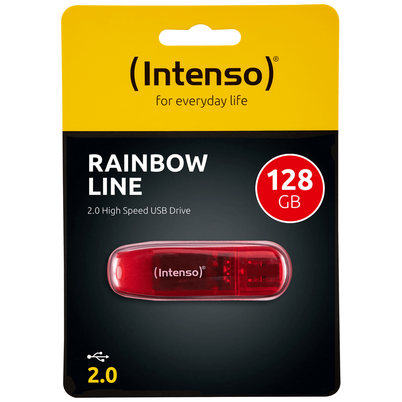 (Intenso) USB Flash drive 128 GB Hi-Speed USB 2.0, Rainbow Line, RED – USB2.0-128GB/Rainbow