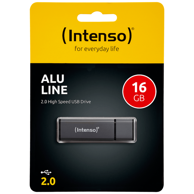 (Intenso) USB Flash drive 16GB Hi-Speed USB 2.0, ALU Line – USB2.0-16GB/Alu-a