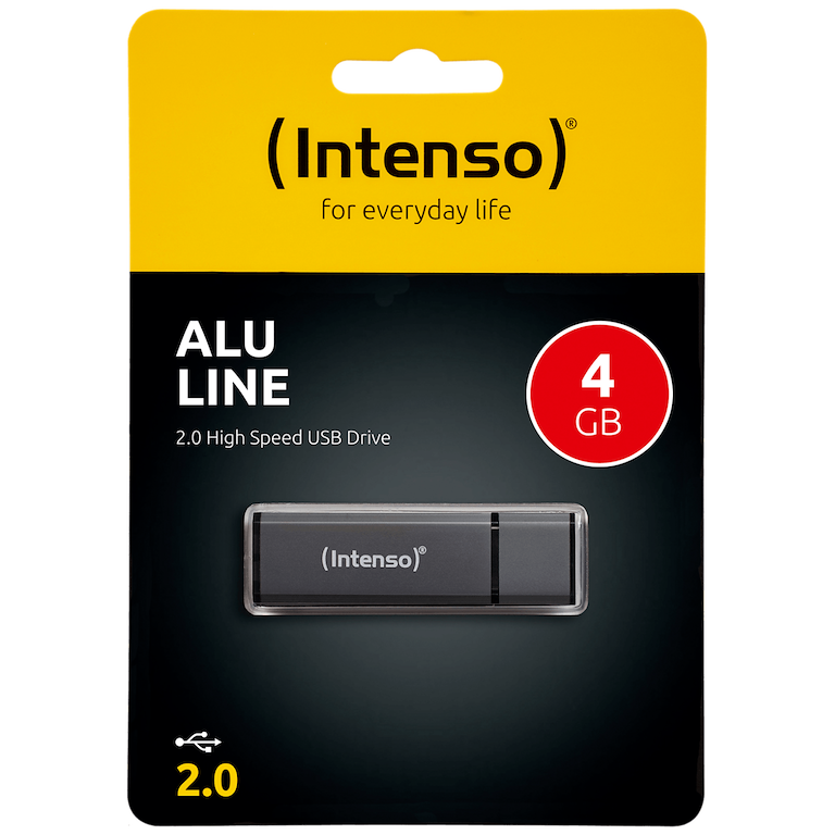 (Intenso) USB Flash drive 4GB Hi-Speed USB 2.0, ALU Line – USB2.0-4GB/Alu-a