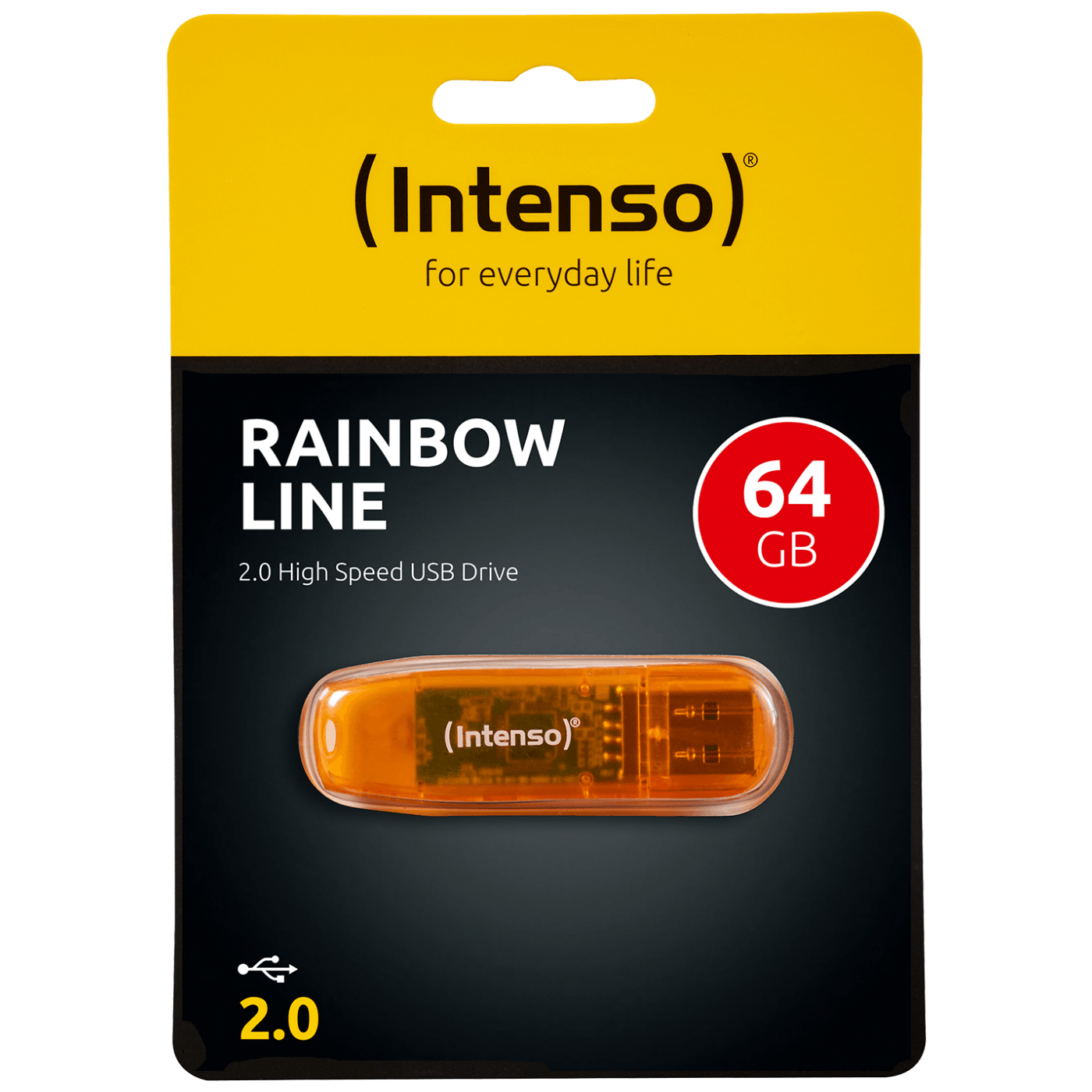 (Intenso) USB Flash drive 64GB Hi-Speed USB 2.0, Rainbow Line, ORANGE – USB2.0-64GB/Rainbow