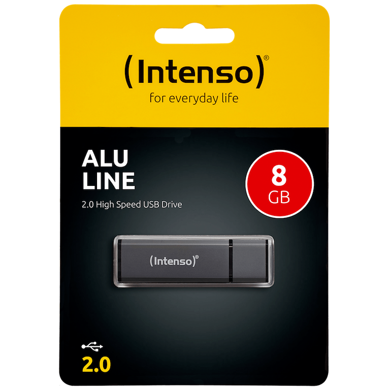 (Intenso) USB Flash drive 8GB Hi-Speed USB 2.0, ALU Line – USB2.0-8GB/Alu-a