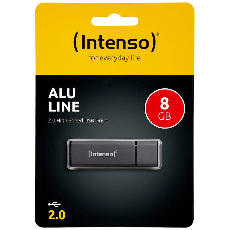 (Intenso) USB Flash drive 8GB Hi-Speed USB 2.0, ALU Line – USB2.0-8GB/Alu-a