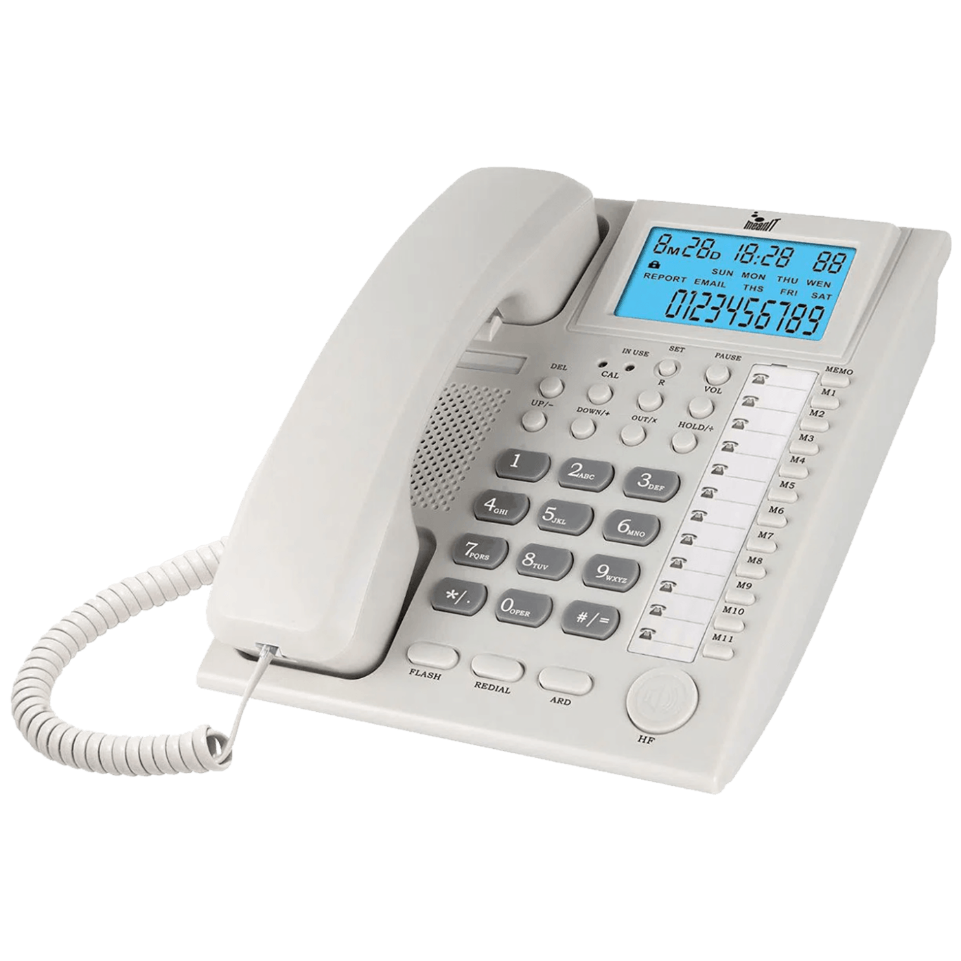 MeanIT Analogni telefon, stoni, LCD ekran, bela – ST200 White