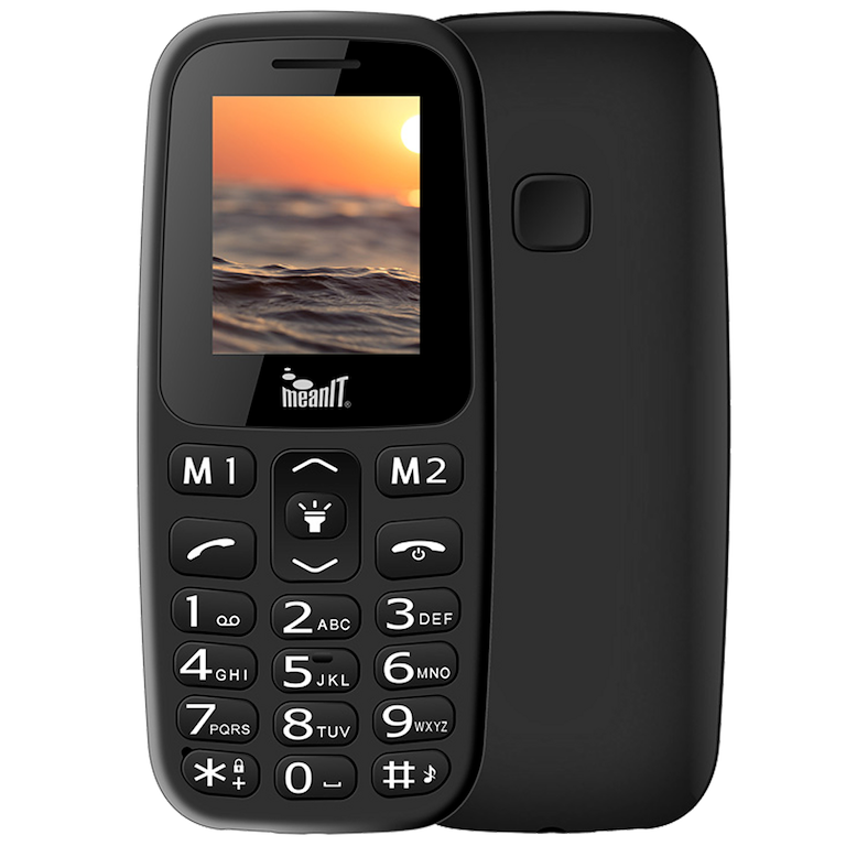 MeanIT Mobilni telefon, 1.77″ ekran, Dual SIM, BT, SOS dugme – VETERAN I MOBILNI TELEFON-CRNI