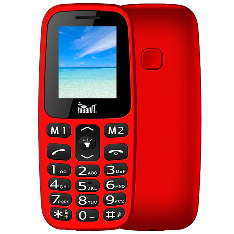 MeanIT Mobilni telefon, 1.77″ ekran, Dual SIM, BT, SOS dugme – VETERAN I MOBILNI TELEFON-CRVENI