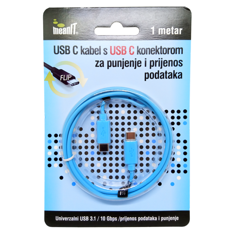 MeanIT USB kabl za smartphone, USB C / USB C, 1 met – KMUSBC2