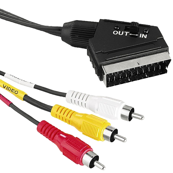 NN Scart-RCA (činč) kabel dužina 1.5 met., sa prekidačem – Scart to 3 RCA cable