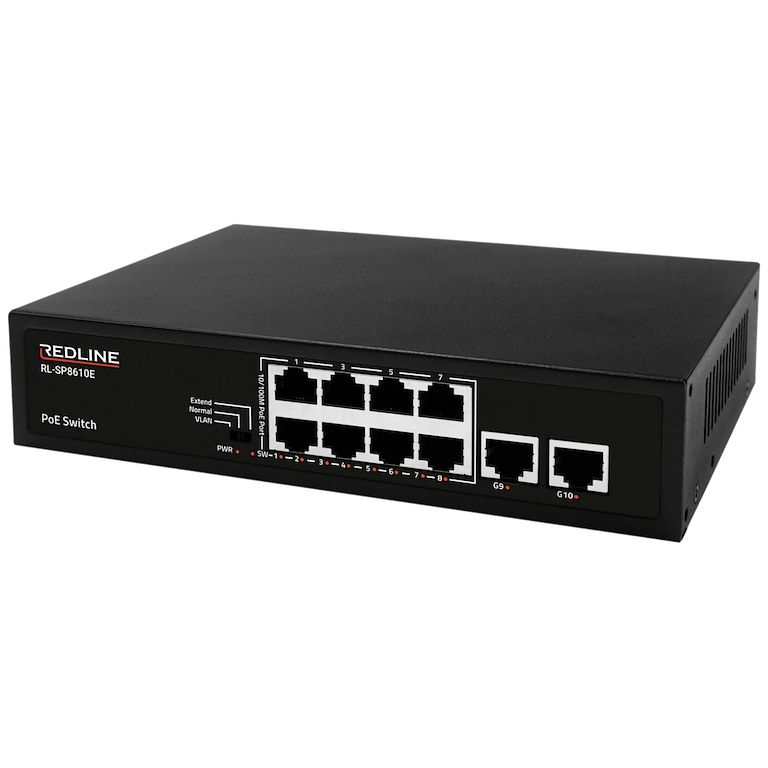 REDLINE PoE mrežni switch, 10 port RJ-45 , 8 PoE / 120W – RL-SP8610E