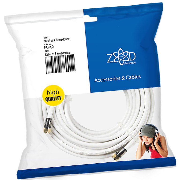 ZED electronic Antenski kabel sa F – konektorima, 3.0 met – FC/3,0