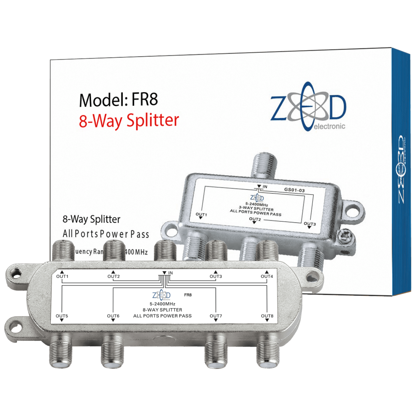 ZED electronic Antenski razdelnik 1 ulaz – 8 izlaza, 5-2400MHz – FR8