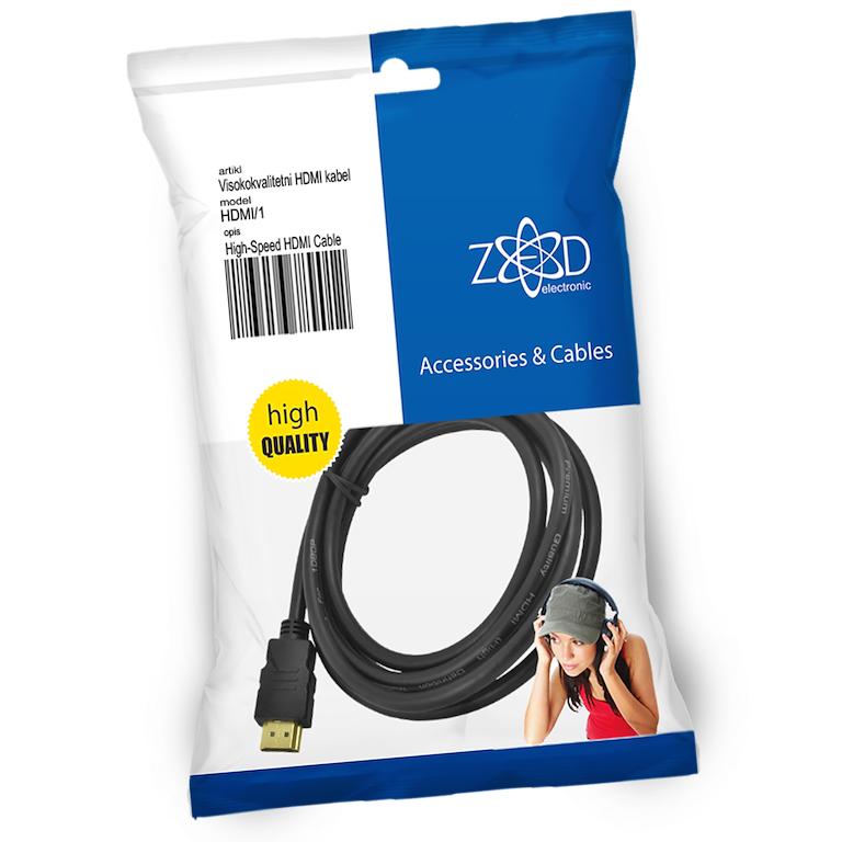 ZED electronic HDMI kabl, 1.0 met, ver. 1.4 – HDMI/1