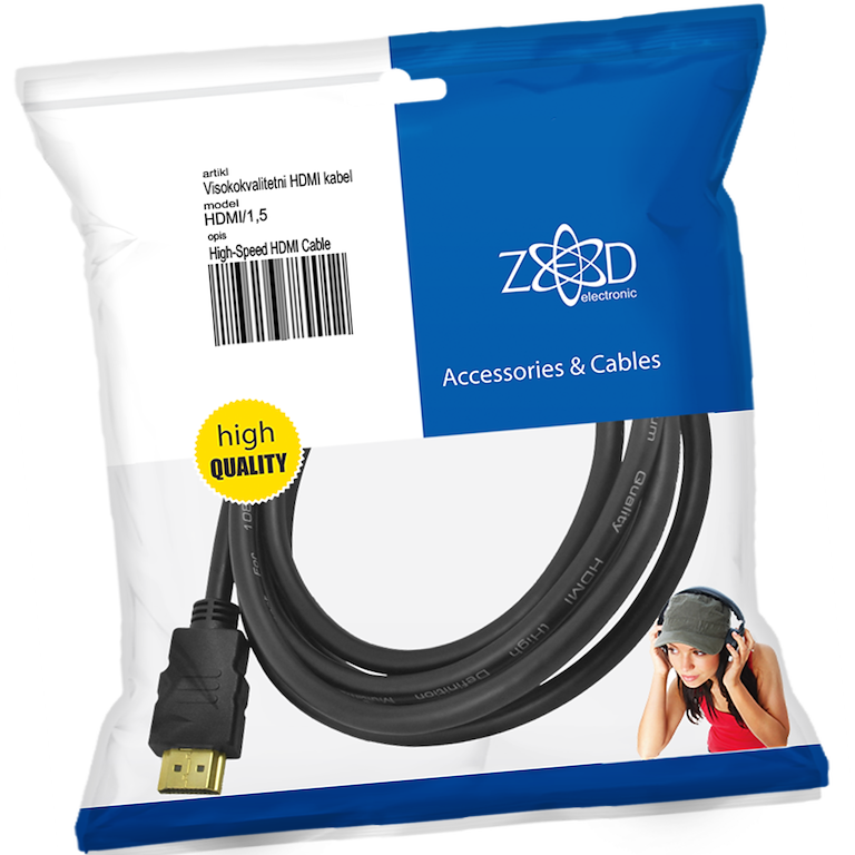 ZED electronic HDMI kabl, 1.5 met, ver. 1.4 – HDMI/1,5