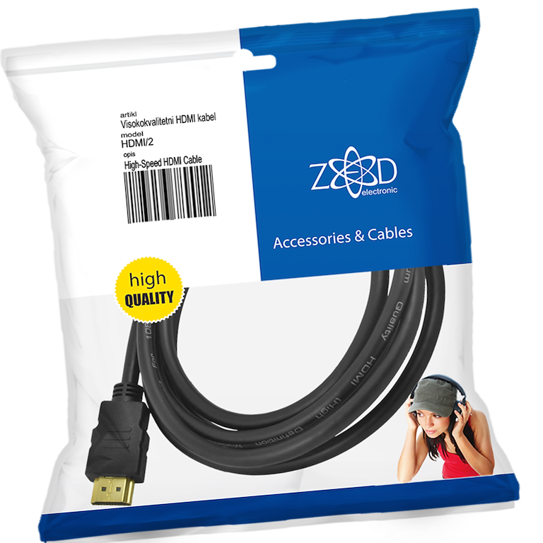 ZED electronic HDMI kabl, 2.0 met – HDMI/2