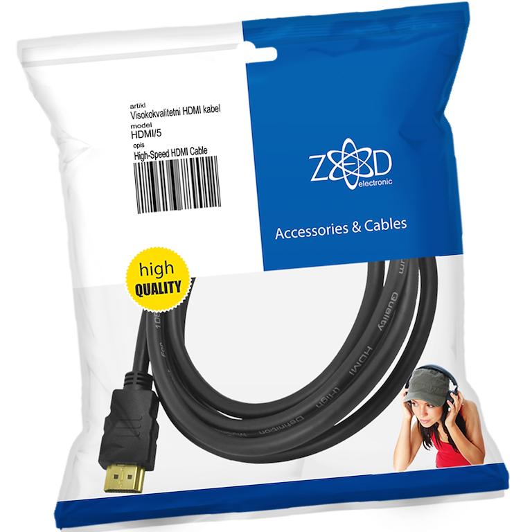 ZED electronic HDMI kabl, 5.0 met, ver. 1.4 – HDMI/5