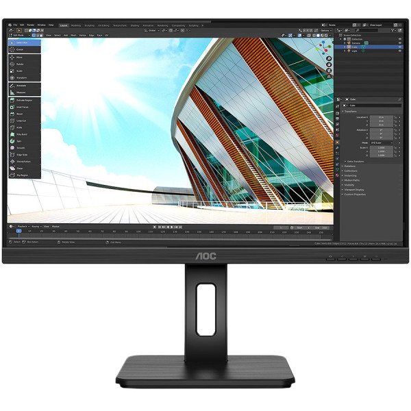 AOC Monitor LED Q24P2Q QHD PRO (23.8'', 16:9, 2560x1440, IPS, 75Hz, 350 cdm˛, 1000:1, 50M:1, Antiglare + 3H, 4 ms, 178178°, Speakers, USB 3.