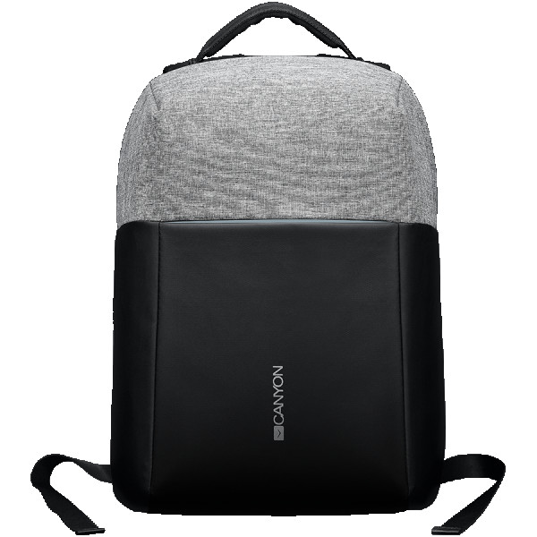 CANYON BP-G9 Anti-theft backpack for 15.6 laptop, material 900D glued polyester and 600D polyester, blackdark gray, USB cable length0.6M, 4
