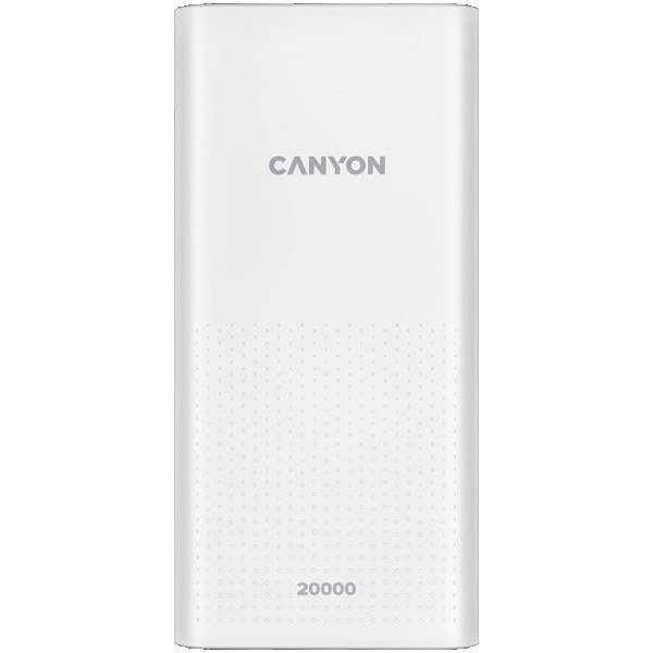 CANYON PB-2001 Power bank 20000mAh Li-poly battery, Input 5V2A , Output 5V2.1A(Max) , 144*69*28.5mm, 0.440Kg, white ( CNE-CPB2001W )