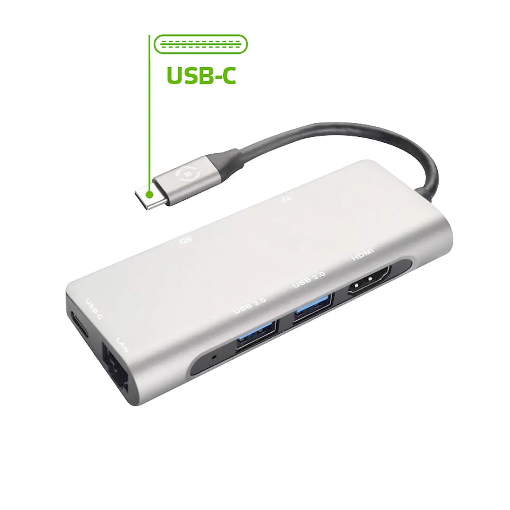 USB-C Adapter na USB 3.0, HDMI TF i SD kartica+LAN port