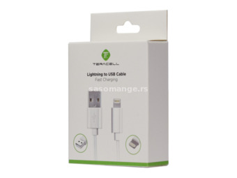 USB kabel Teracell Plus iPhone 2A Lightning beli 2m