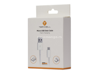 USB kabel Teracell Plus Micro USB 2A beli 2m