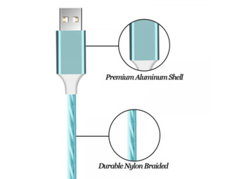 USB kabel LED micro USB beli.