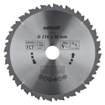 Wolfcraft kružna testera za ručne cirkulare HM ø216x30x3.2mm 6551000