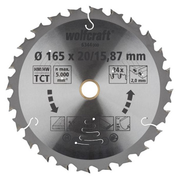 Wolfcraft kružna testera za ručne cirkulare HM ø165x20-15.87x2mm 6344000