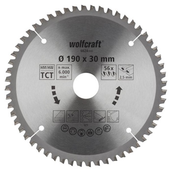 Wolfcraft kružna testera za ručne cirkulare HM ø190x30x2.5mm 6624000